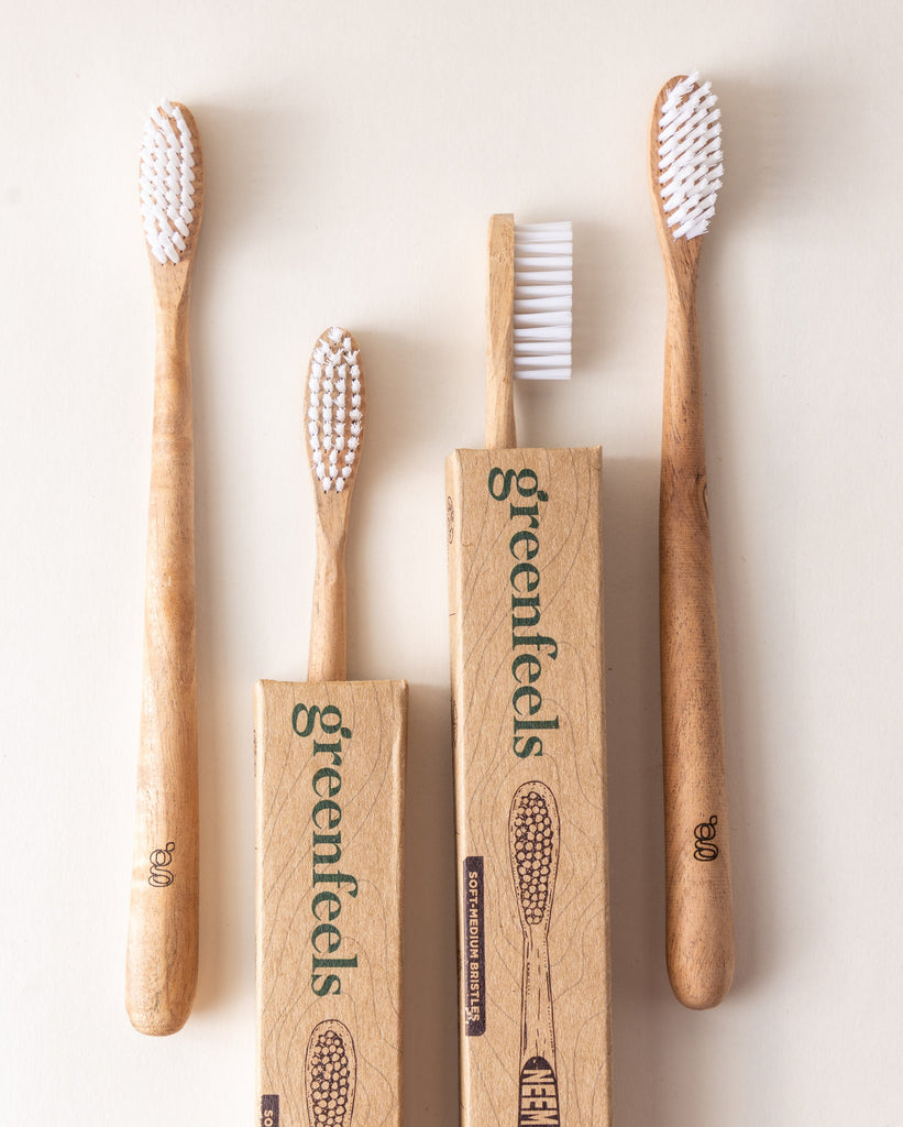 Buy Green Feels Neem Wood Round Toothbrush-Plant based bristles Online ...